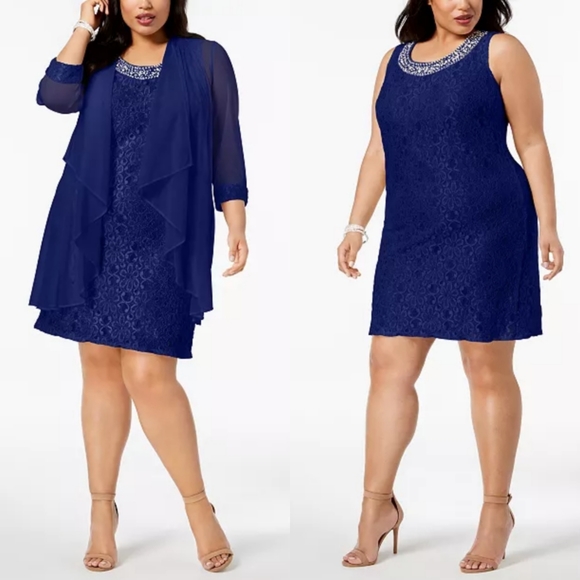 R&M Richards | Dresses | R M Richards Plus Size Two Piece Lace Shift ...
